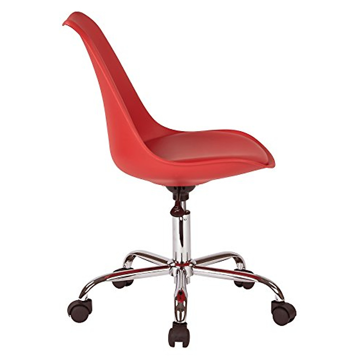 OSP Home Furnishings Emerson Student Armless Pneumatic Office Chair with Wheels, Red