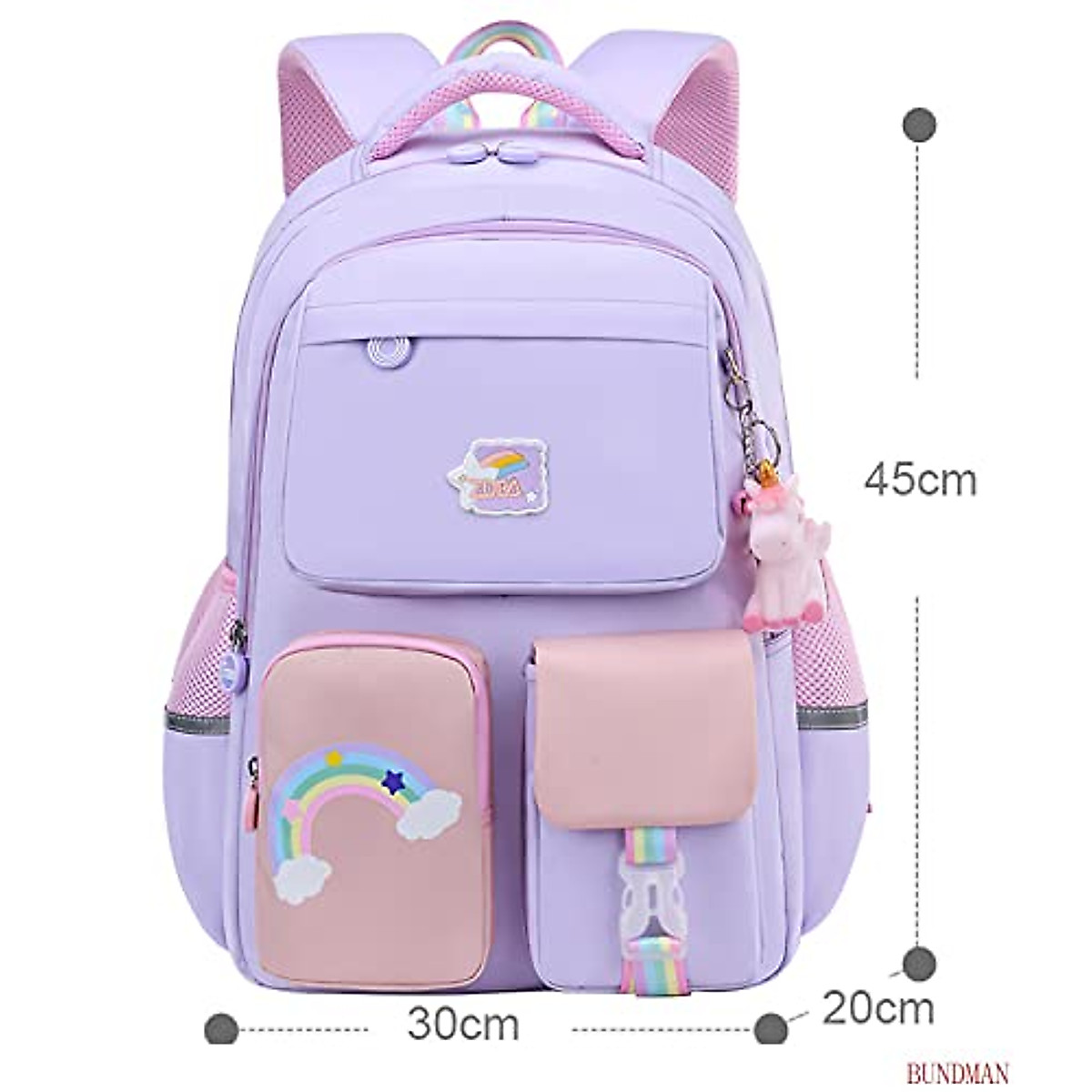 BUNDMAN Pruple Backpack, Kawaii Backpacks in for Teen Girls School Aesthetic Backpack with Cute Kawaii Backpack for school girls