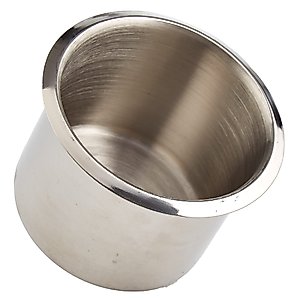 Brybelly Single Stainless Steel Cup Holder, Small - Silver Drop-in Anti-Spill Storage Solution or Replacement Item for Poker Table, Work Desk, Car, Custom Build & DIY Projects, Color-Chrome