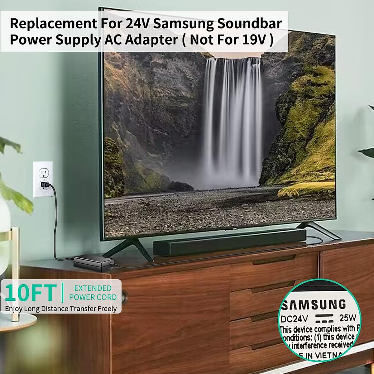HKY 24V AC Adapter Compatible with Samsung HW-J355 HW-H450 Donga HW-450 HW-M550 HW-H750 HW-K550 HW-K551 HW-J8500 HW-J7500 HW-J7501 HW-K450 HW-H570 HW-K650 HW-J8500R Soundbar Power Supply Cord Charger