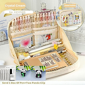 WUDFUME Large Capacity Pencil Case with Multiple Pockets Light Portable Pencil Case (Pink), White