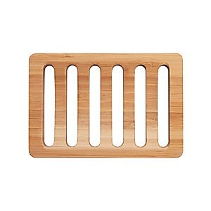 AmazerBath Bamboo Soap Dish, Wooden Soap Holder , 2 Pack Soap Dishes for Bar Soap, Wooden soap Tray, Kitchen Soap Tray Self Draining (Wooden Color)