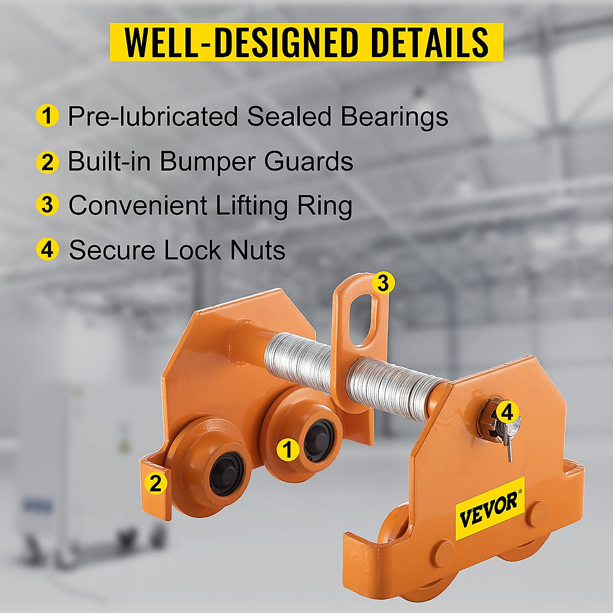 VEVOR STXCBSFZDBDD3K4IGV0 Beam Trolly, Yellow