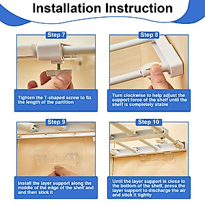 Gerrii 4 Pcs Adjustable Locker Shelf Organizer Scalable Layered Separator Storage Rack Shelf for Expandable Closet Tension Shelf and Rod for Cabinet Wardrobe Cupboard Kitchen Bathroom