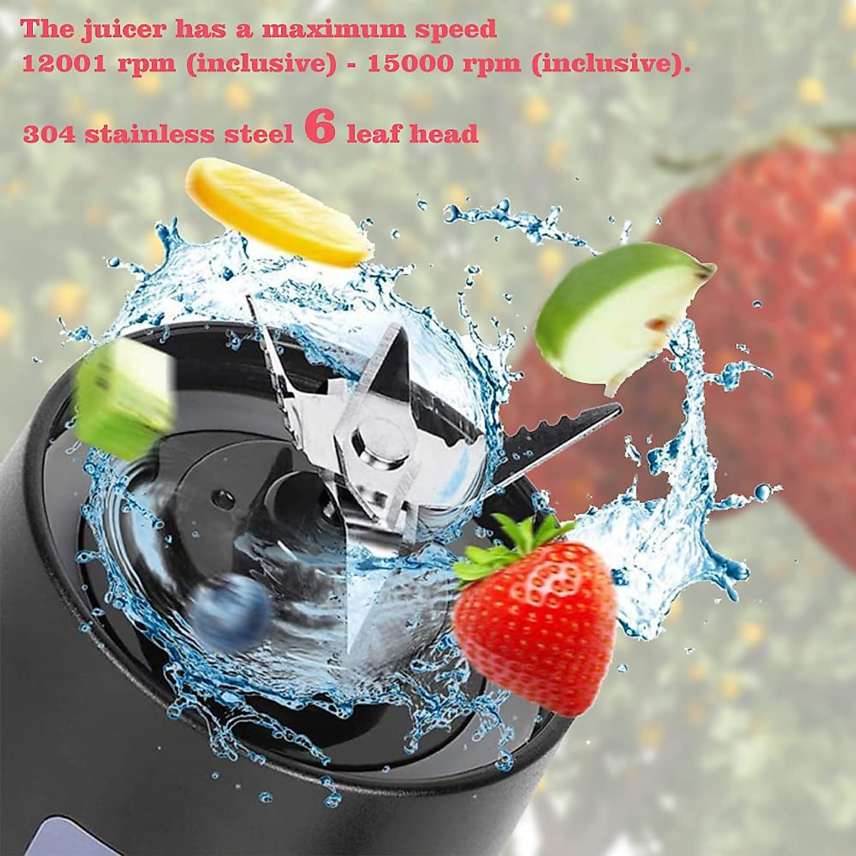 Feadem Portable Blender, USB Rechargeable, 380ml Capacity, 6pcs Stainless Steel Blades, Easy to Use and Clean