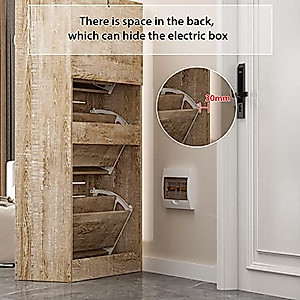 Hitow Shoe Storage Cabinet, Narrow Shoe Cabinet with 3 Drawers & Adjustable Shelf, Small Space Entryway Freestanding Shoe Rack with Shutter Doors, Natrual (22.4" W x 9.4" D x 42.3" H)