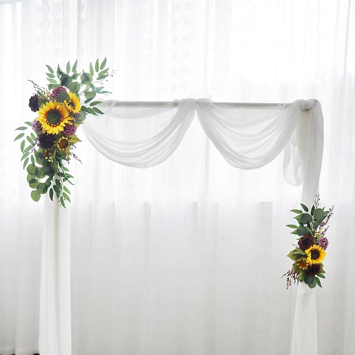 Colcolo 2Pcs Flower Swag Sunflowers Flower Garland Decor for Ceremony Backdrop