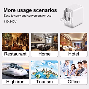 iPad Charger iPhone Charger【Apple MFi Certified】 [2-Pack] 12W USB Wall Charger Foldable Travel Plug Block with 6FT USB Flat Ribbon Cable Compatible with iPad iPhone, iPad, Airpod