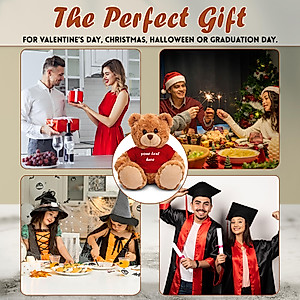 Plushland Teddy Bear 11 Inch, Stuffed Animal Personalized Gift - Great Present for Mothers Day, Valentine Day, Graduation, Birthday,Anniversary, get Well,Christmas (Mocha Bear, red)