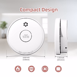 Fire Alarms Smoke Detectors, Smoke Alarm Battery Operated, 10-Year Product Life, Fire Alarm with Test Button & Low Battery Signal, Photoelectric Technology Fire Detectors for Bedroom and Home (4 Pack)