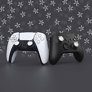PlayVital Husky & Kitty Cute Thumb Grip Caps for PS5/4 Controller, Silicone Analog Stick Caps Cover for Xbox Series X/S, Thumbstick Caps for Switch Pro Controller - Navy Blue & Light Gray