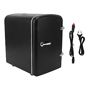 Diydeg Mini Fridge, 4L 6 Can Portable Cooler and Warmer Small Refrigerator for Bedroom, Personal Skincare Fridge for Cosmetics, Beverage, Foods, Dorm, Travel & Car, DC12V AC100-240V (US