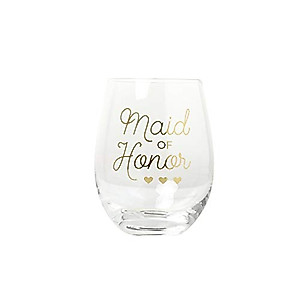 Kate & Milo Maid of Honor' Wine Glass MOH Gifts from Bride, Bachelorette Party Accessories, 1 Count (Pack of 1)