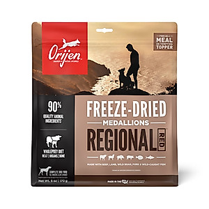ORIJEN Regional RED Freeze Dried Medallions Dog Food & Topper, Grain Free Dog Food, WholePrey Ingredients, 6oz
