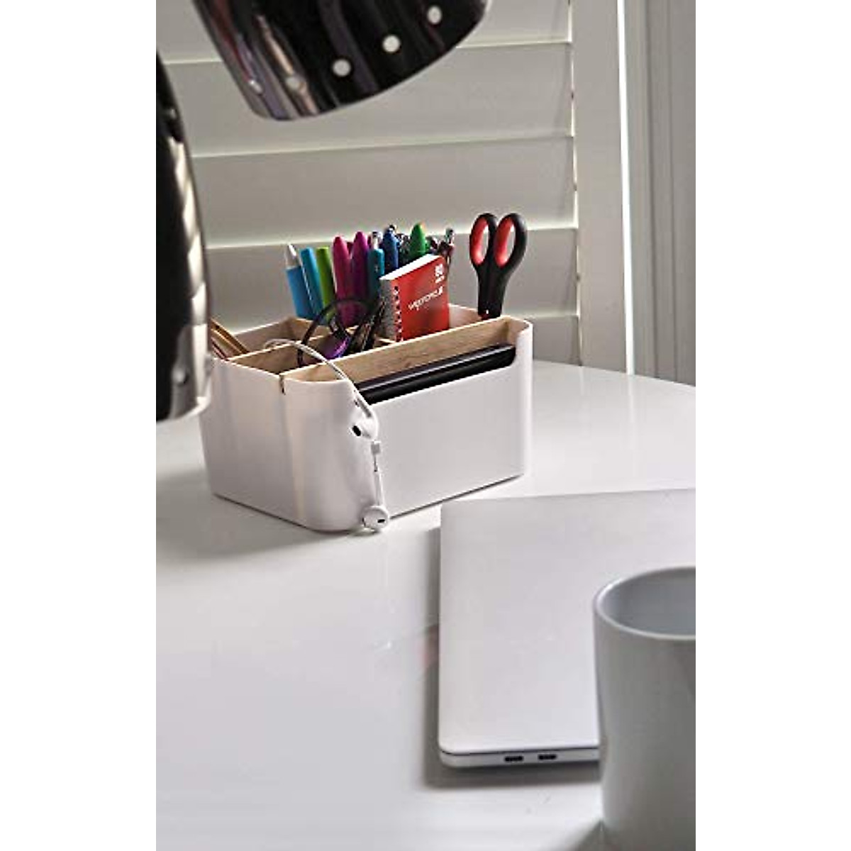 Multi-Purpose Organizer & Storage Box, Remote Control Holder, MakeUp holder, Modern Desk Side Organizer, Bathroom Caddy for Home/ Office - Desk Storage Box, Cell Phone Box, Pen & Pencil Holder