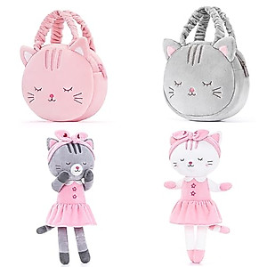 Lazada Stuffed Cat Dolls Animal Kitty Plush Toy Baby Girl Gifts White with Hair Band 16"