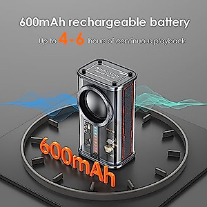 Portable Bluetooth Speaker with Lights, Transparent Wireless Mini Bluetooth Speaker with TWS, Perfect Small Speaker HD Sound and Bass for Office, Home, Shower, Room, Bike, Car (Black)