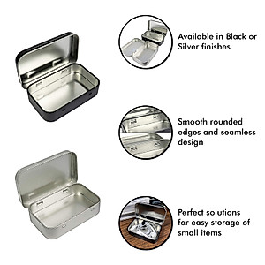 4 Pack Metal Rectangular Empty Hinged Tins Box Containers 3.75 by 2.45 by 0.8 Inch Silver & Black Mini Portable Box Small Storage Kit Home Organizer (2 Black 2 Silver)