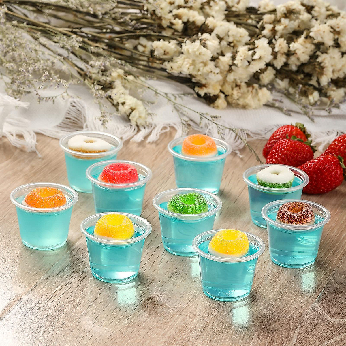 [260 Sets - 1 oz ] Jello Shot Cups, Small Plastic Containers with Lids, Airtight and Stackable Portion Cups, Salad Dressing Container, Dipping Sauce Cups, Condiment Cups for Lunch, Party, Trips