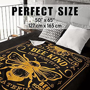 InnoBeta Bee Blanket, Bee Gifts for Women Men, Blanket with Bees and Sunflowers, Flannel Throw Blanket, Bee Themed Gifts for Bee Lovers, Bee Gift Idea for Birthday, Christmas, 50"x 65"