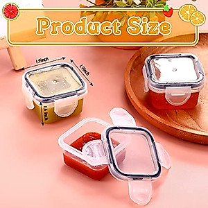 Mimorou 20 Pcs Plastic Salad Dressing Containers 2 oz Sauce for Lunch Box Reusable Condiment with Lids Square Mini Fridge Leakproof Food Storage Containers, Clear & Black