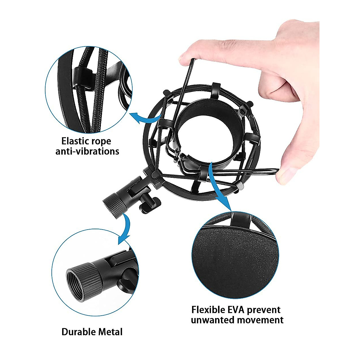 AT2020 Shock mount with Pop Filter [durable/more stable] by Etour - Mount Made from metal material to Eliminate Vibrations - Compatible with Diameter 46mm-53mm Microphone at2040 line Kit