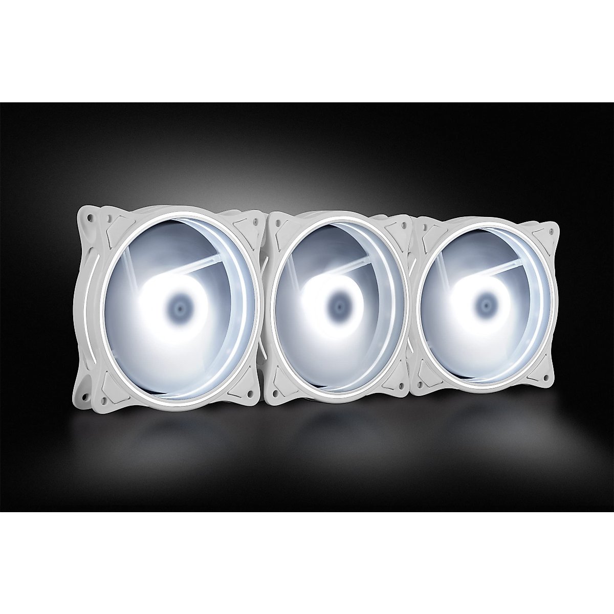 120mm Computer PC Cooling Fan White LED Game Case Cooler Fan Quiet 12V Computer PC Fan with Triple Light Loop 3-Pack