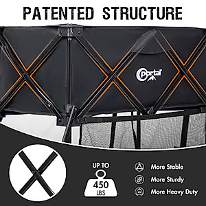 PORTAL 400L Collapsible Double Decker Wagon, Folding Wagon Cart with Tailgate, Beach Wagon with Big Wheels, 450LB Heavy Duty Foldable Wagon, Large Capacity Wagon for Camping, Sports, Garden, Baseball