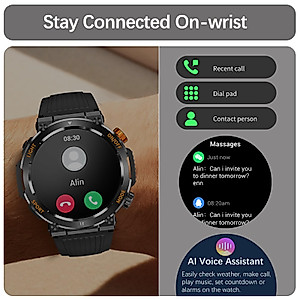 Military Smart Watch for Men Answer/Make Call, Outdoor Waterproof Tactical Sports Smartwatch with LED Flashlight Compass, Heart Rate Sleep Monitor Fitness Tracker Watches for iPhone Android Phone