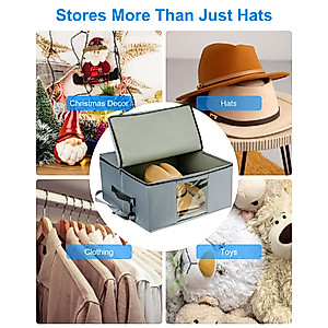 Allgawise Hat Storage Box - Upgrade Stackable Hat Organizer Bag Container for Closet, Foldable Hat Travel Box for Women, Cowboy Hat Box for Men