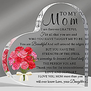 Mom Gift Birthday Gifts for Mom from Daughters Sons Meaningful Gifts for Mother Acrylic Heart Sign for Mom Mother's Day Gift