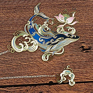 Vintage Metal Bookmark,Chinese Style Bookmark Creative Metal Hollow Brass Bookmark, for Women Men Readers(Dragon)