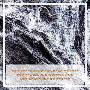 WXJ13 Halloween Decorations Spider Webs with 200 Glow Spiders Spooky Spider Webbing with 2 Black Fake Spiders for Halloween Party Decorations