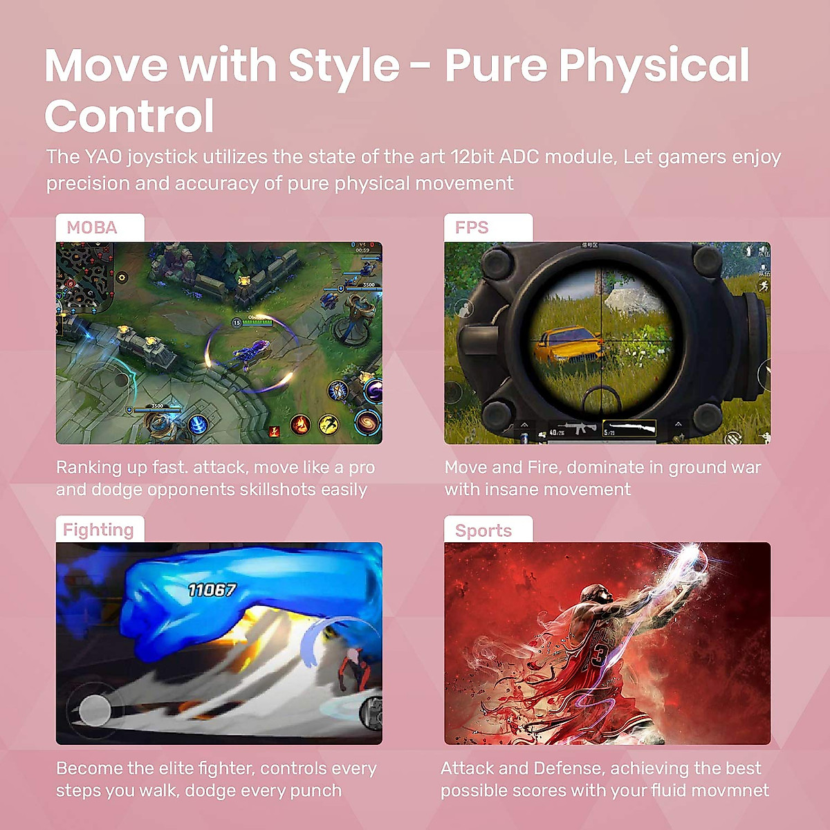 IFYOO Yao L1 PRO Mobile Game Controller Joystick for iPhone (iOS 13.4 or Later, For iOS Mobile Games), Gaming Gamepad Compatible with PUBGG Mobile, Call of Duty Mobile(CODM), Wild Rift, Genshin Impact