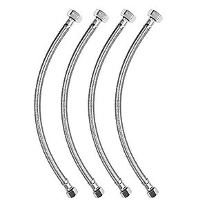 Miucui [4-Pack 24 Inch] 1/2" FIP x 3/8" COMP Faucet Supply Lines, Bathroom Faucet Hose Connector, 304 Stainless Steel Braided Water Supply Line