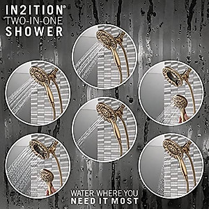 Delta Faucet 4-Spray In2ition Dual Shower Head with Handheld Spray, Gold Shower Head with Hose, Showerheads & Handheld Showers, Handheld Shower Heads, Champagne Bronze 58499-CZ