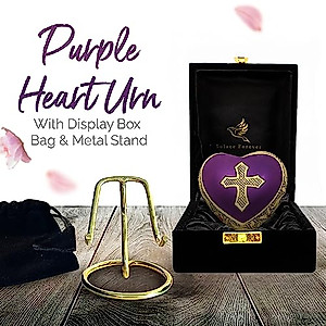 Purple Heart Urn Keepsake - Small Heart Cremation Urn with Stand & Box - Purple Urn - Small Urn for Human Ashes - Honor Your Loved One with Heart shaped Urn Keepsake - Perfect Mini Urn for Men & Women