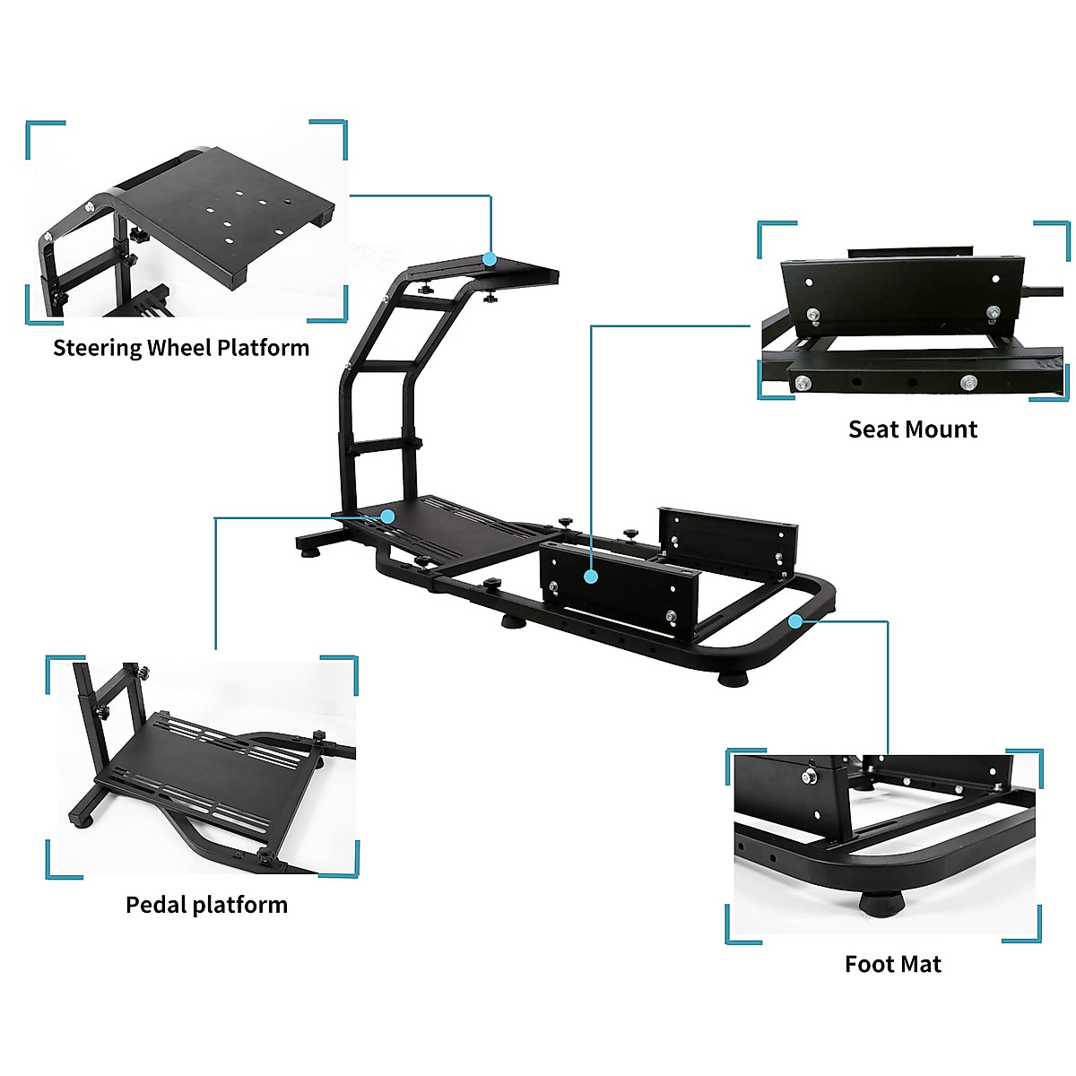 Anman G25 Racing Simulator cockpit with Black Gaming Seat Fit for Logitech G27 G29 G920 G923,Thrustmaster T500RS T300RS race car seat, NOT Include Wheel Shifter Pedal
