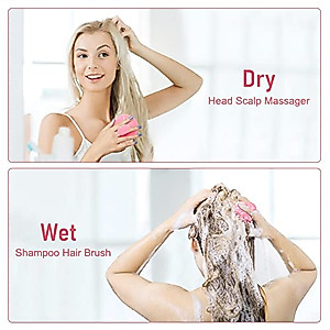 BEILAEEA Shampoo Brush Scalp Care Hair Brush & Body Brush, with Soft Silicone Scalp Massager , Scrubber for Shower, Used for Wet & Dry Use Women Men Child Dandruff Removal and Hair Growth (Pink)