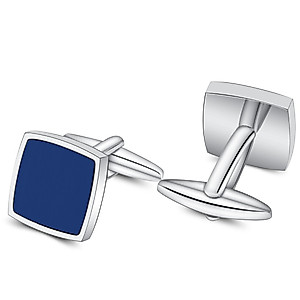 Mr.Van Blue Opal Cufflinks Platinum Plated Cuff Links Set Gemstone Reiki jewelry
