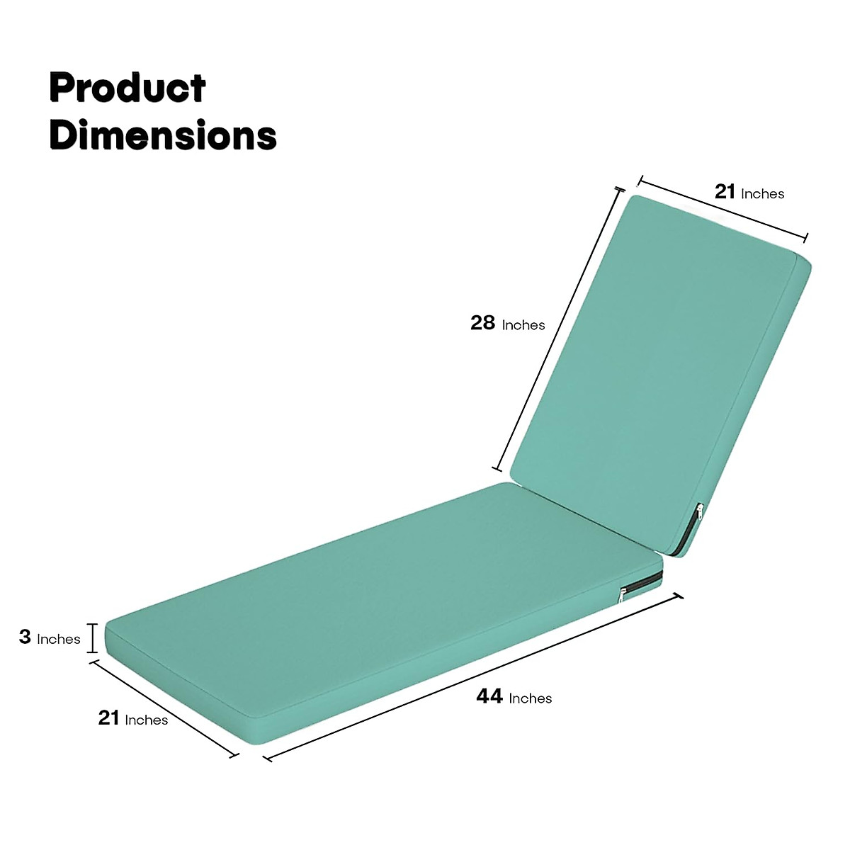 Elvoki Chaise Lounge Outdoor Patio Furniture Cushions | 72x21 Water-Resistant Patio Chair Cushions | Durable, High-Density Foam Outdoor Chair Cushions for Pool Lounge Chairs (Teal)