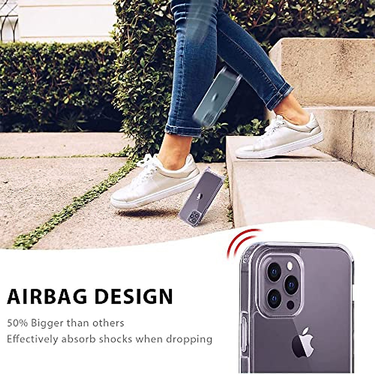 CAROKI Crossbody Case for iPhone 14 Pro, Crossbody Hard PC Phone Cover with Adjustable Nylon Neck Strap Clear Transparent Phone Case for iPhone 14 Pro-Black