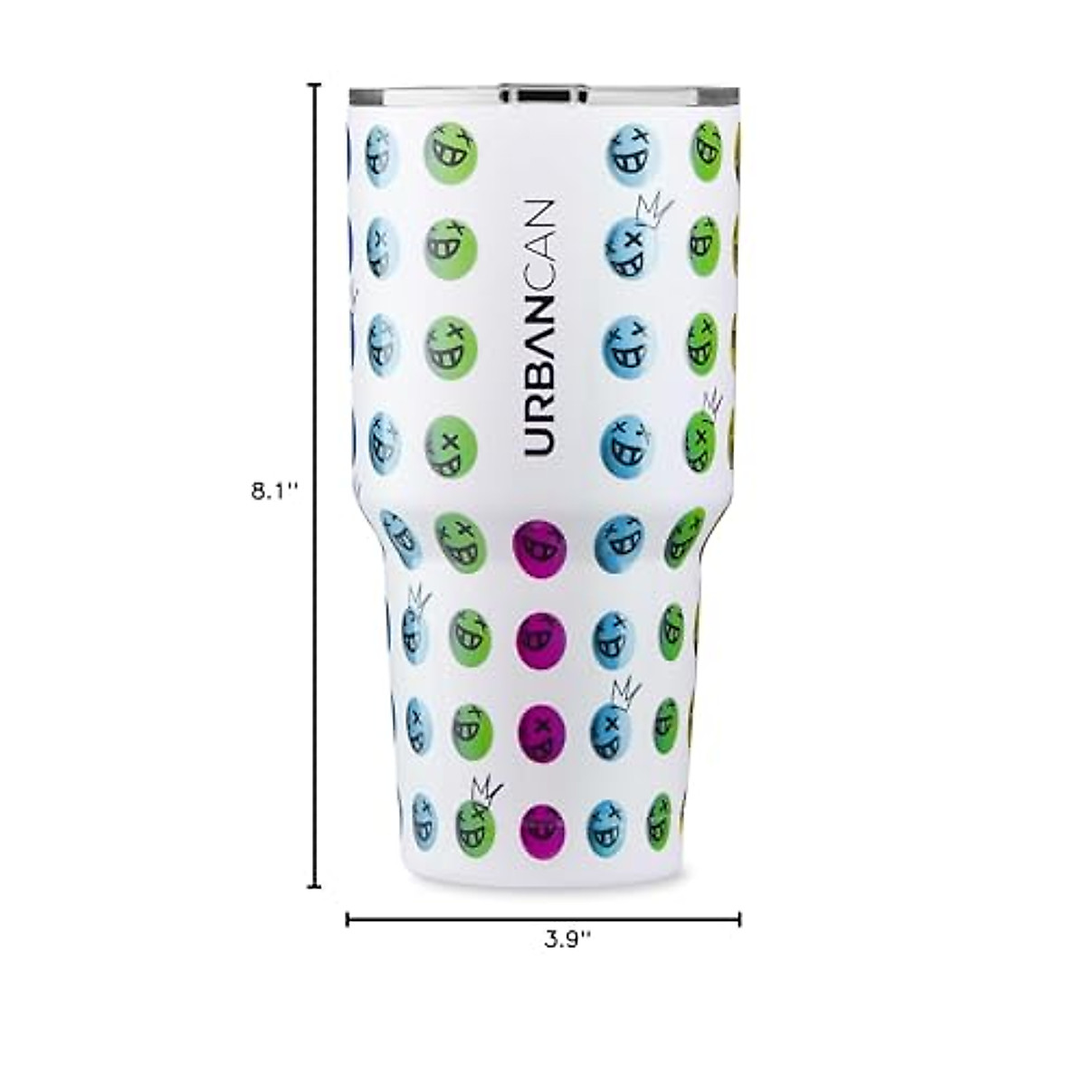 URBANCAN 30 oz Insulated Tumbler with Lid and Straw - Drink In Style with a Stainless Steel Tumbler Travel Mug - Premium Double Walled Thermos Flask - Play On Neon