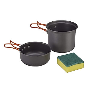 Bulin 4 PCS Camp Cookware Set Camping Cookwear Lightweight Aluminum Cookware Set Backpacking Cooking Set Mess Kit for Camping Family Hiking Camping Pots and Pans Set