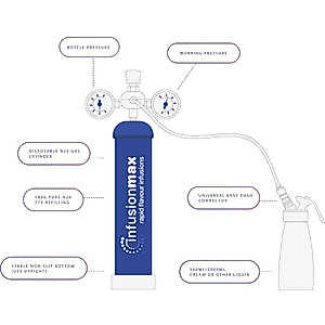 InfusionMax Whipped Cream Chargers - Pure Culinary Gas Whipped Cream Cylinder - 0.95 (580 gram) - 1 Carton (6 Cylinders) - Damaged Packaging