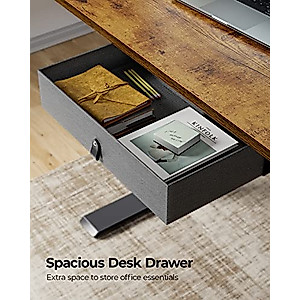 Marsail Standing Desk with Drawer, 55x24 Inch Adjustable Height Standing Desk, Electric Stand up Desk, Sit Stand Home Office Desk, Ergonomic Workstation for Home Office Computer Gaming Desk Rustic