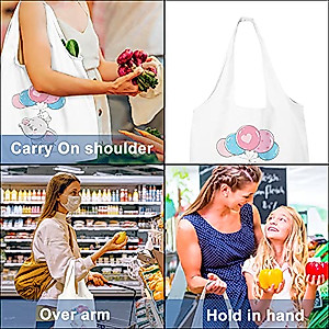 CGBE Canvas Tote Bags, Reusable Grocery Bags with Inner Pockets, Cute Tote Bag Cloth Aesthetic Shopping Bags for Women Large Capacity Machine Washable (Elephant)