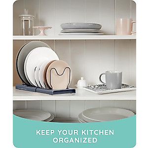 JULY HOME Expandable Pot and Pan Organizer Rack for Cabinet, Pot Lid Organizer Holder with 7 Adjustable Compartments, Cutting Board, Cookware, Bakeware & Frying Rack Organizer for Cabinet (Gray)