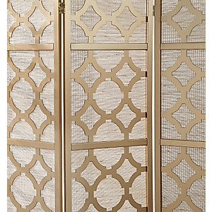 NicBex Room Divider 4 Panel Room Dividers with Quarterfoil Diamond Design Partition Room Dividers and Folding Privacy Screens Wall Divider for Home, Room Separation,69.28"W x 17.32"D x 70.31"H, Gold
