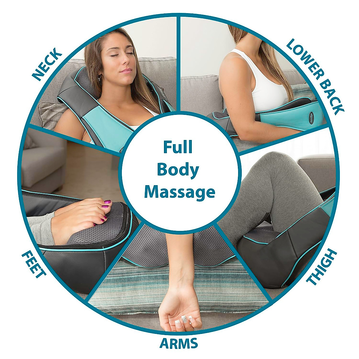 InvoSpa Shiatsu Neck and Back Massager with Heat - Deep Kneading Pillow for Massage - Electric Full Body Massager